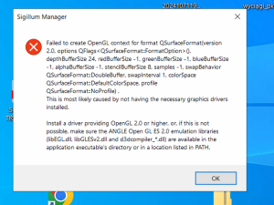 Błąd OpenGL przy uruchamianiu Sigillum Manager – jak go naprawić – Dawid Sobieraj